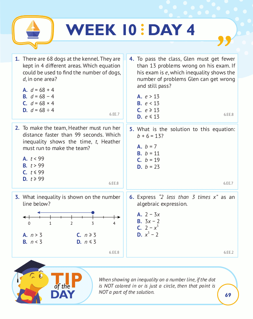 6 Grade Math Practice Worksheets