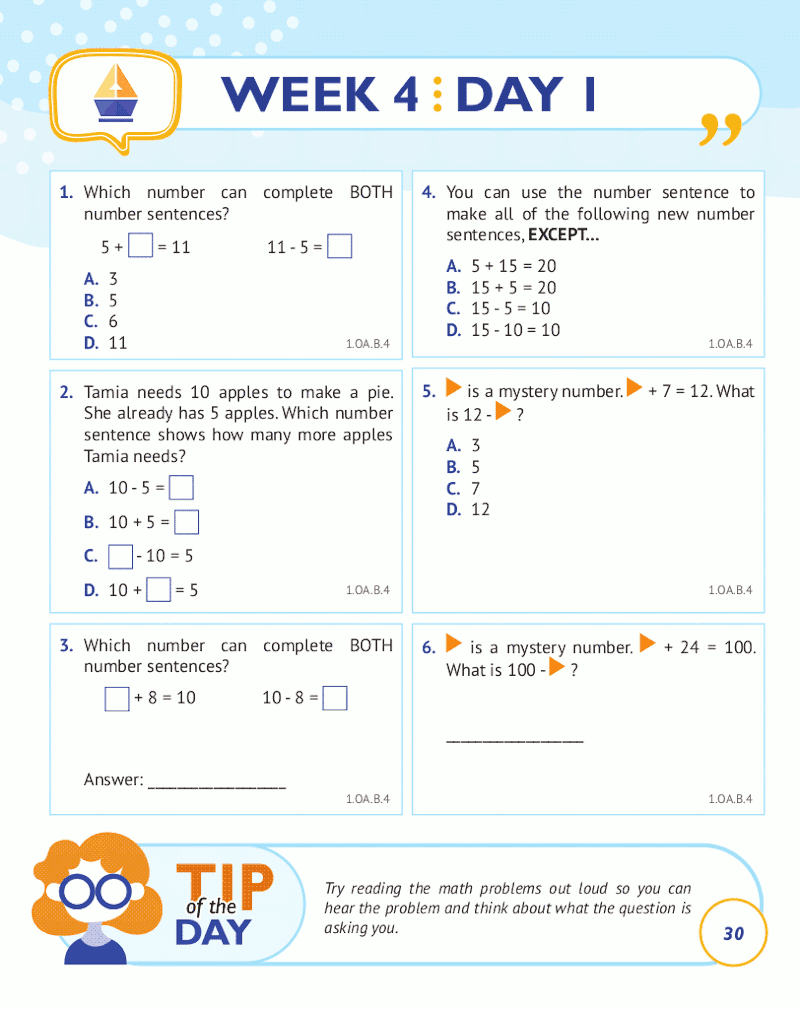 1st Grade Math Workbook