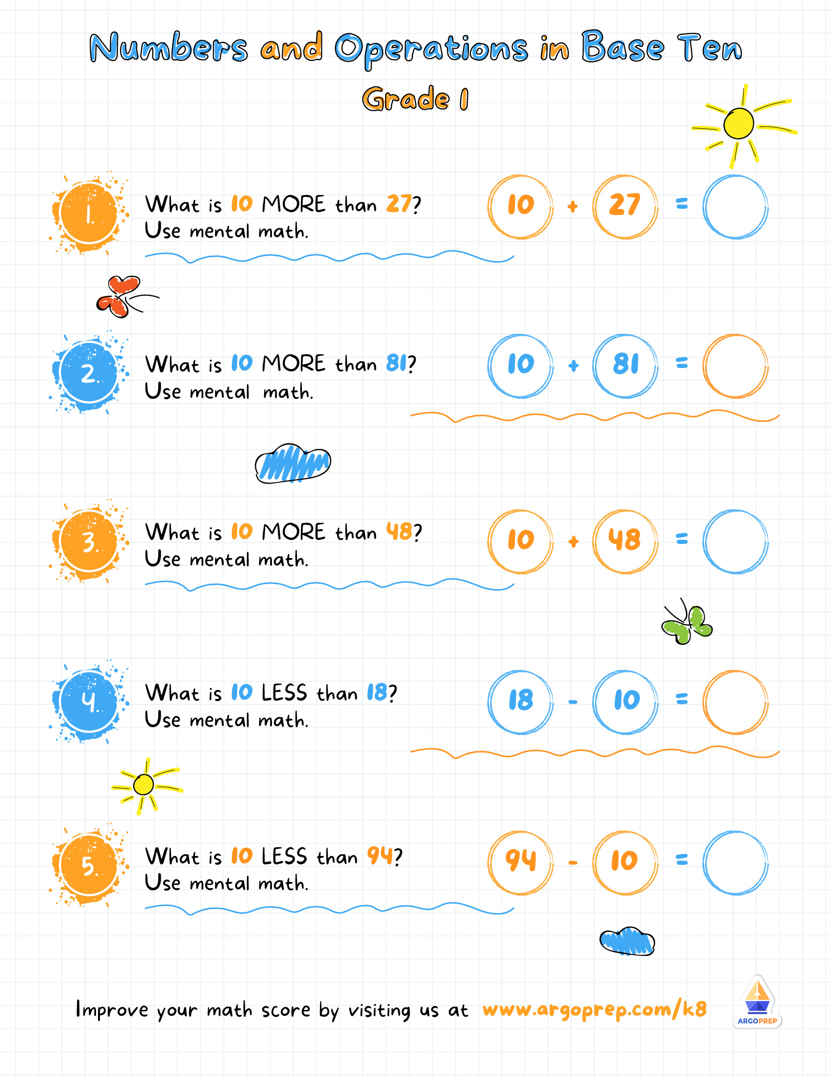 Base Ten Worksheets Grade 1 1st Grade Exit Tickets Numbers