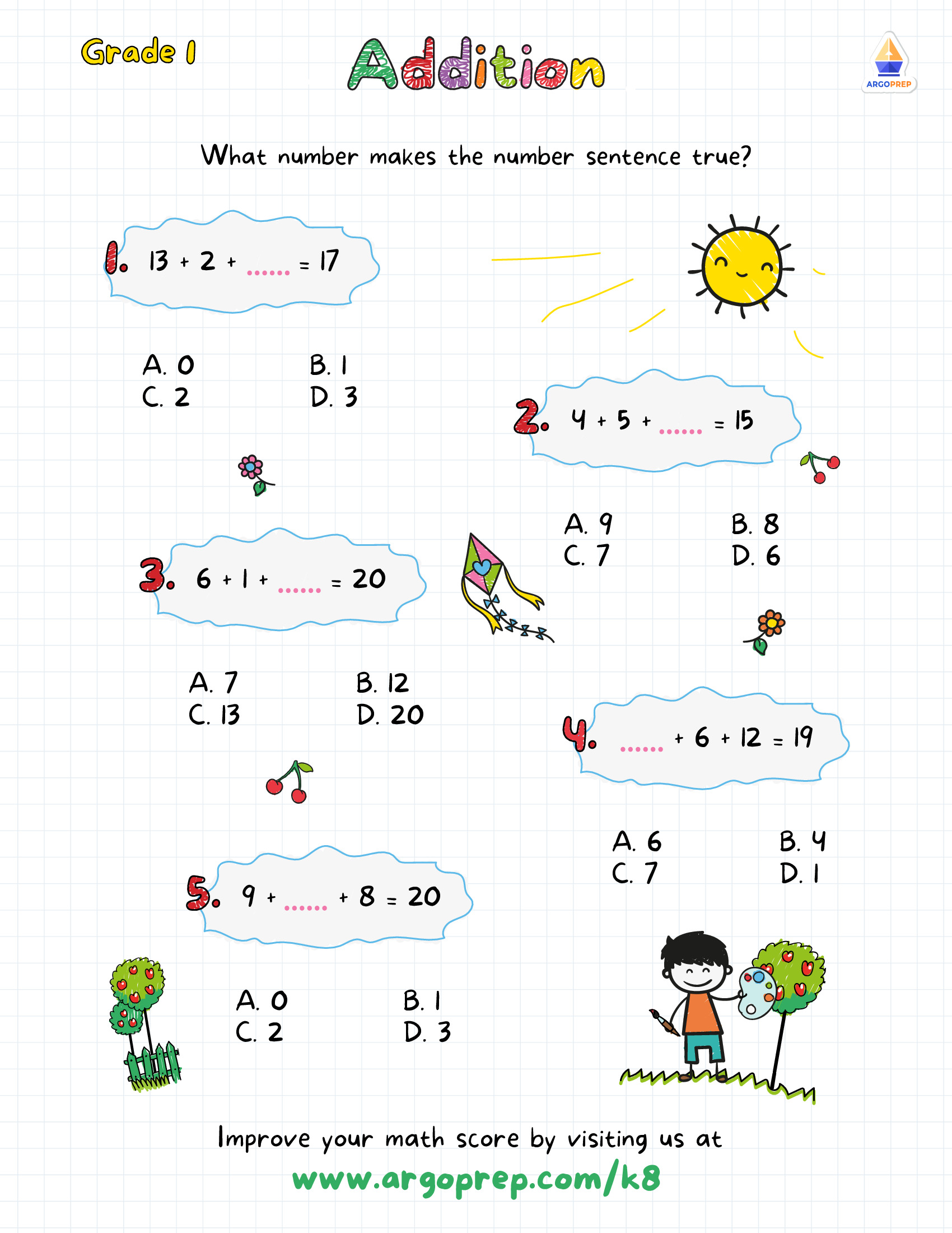 Addition Worksheets 3 Addends