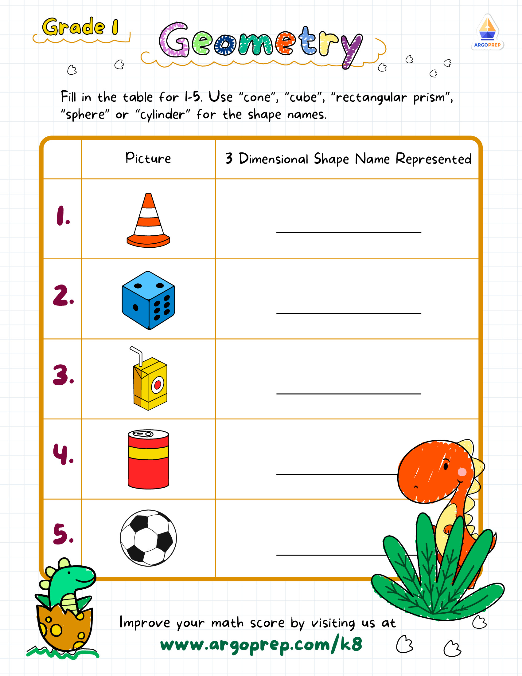 3d Shapes Worksheets First Grade