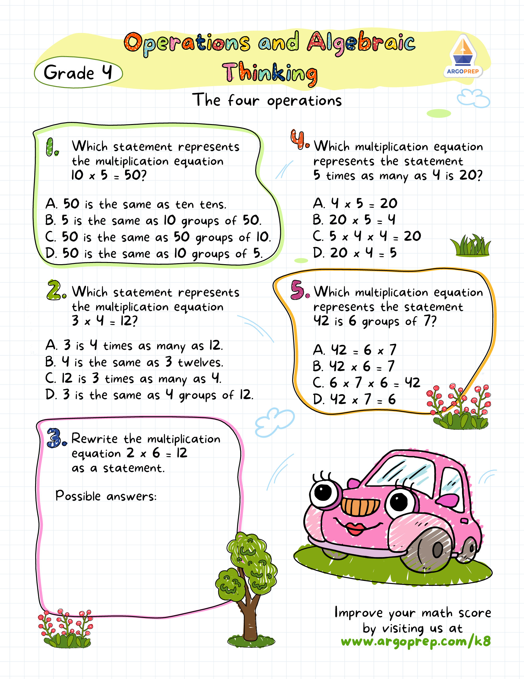 Operations And Algebraic Thinking Grade 4 Worksheets Operations