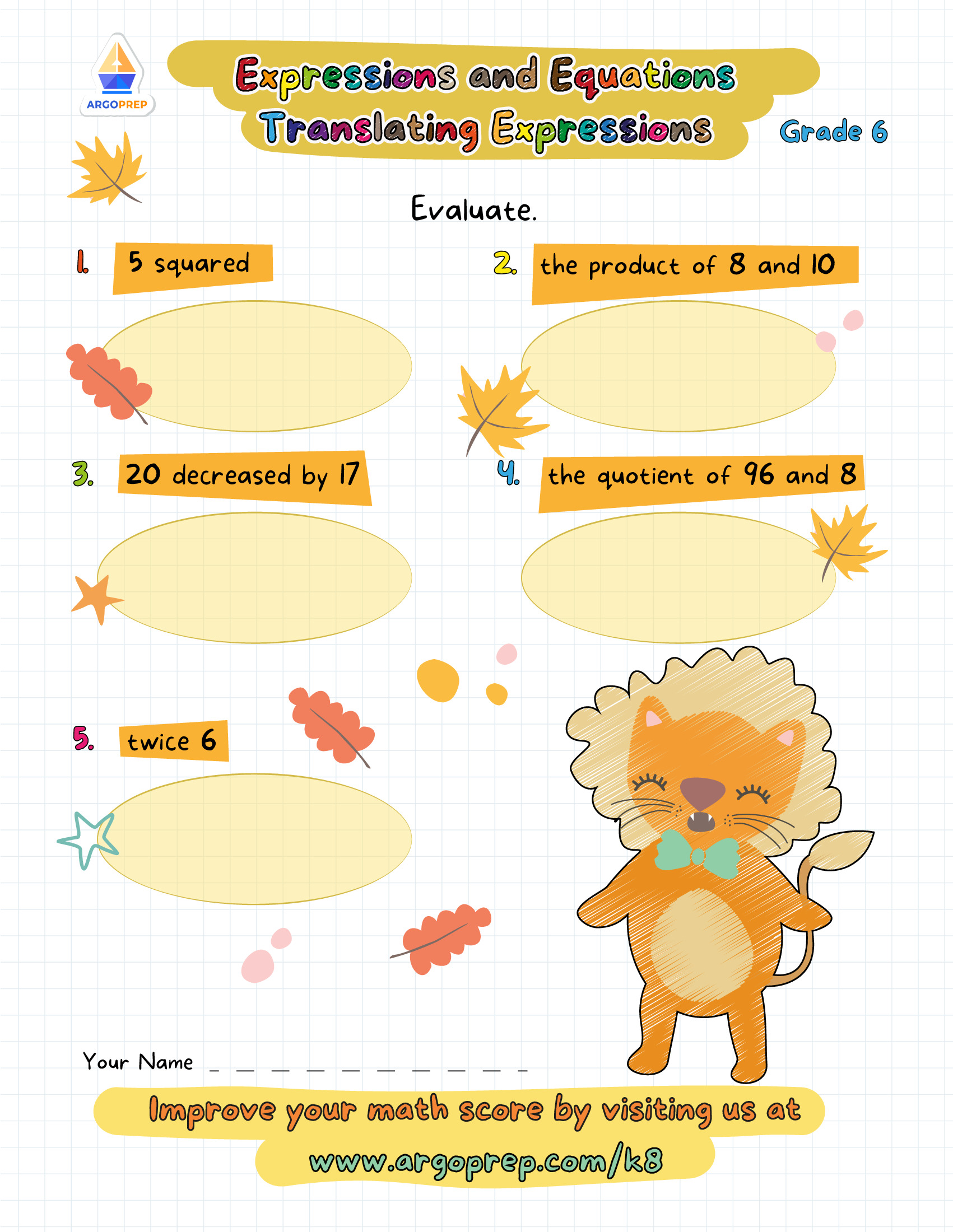 Math Expressions Grade 6 Worksheets 6th Grade Algebra Math Mystery