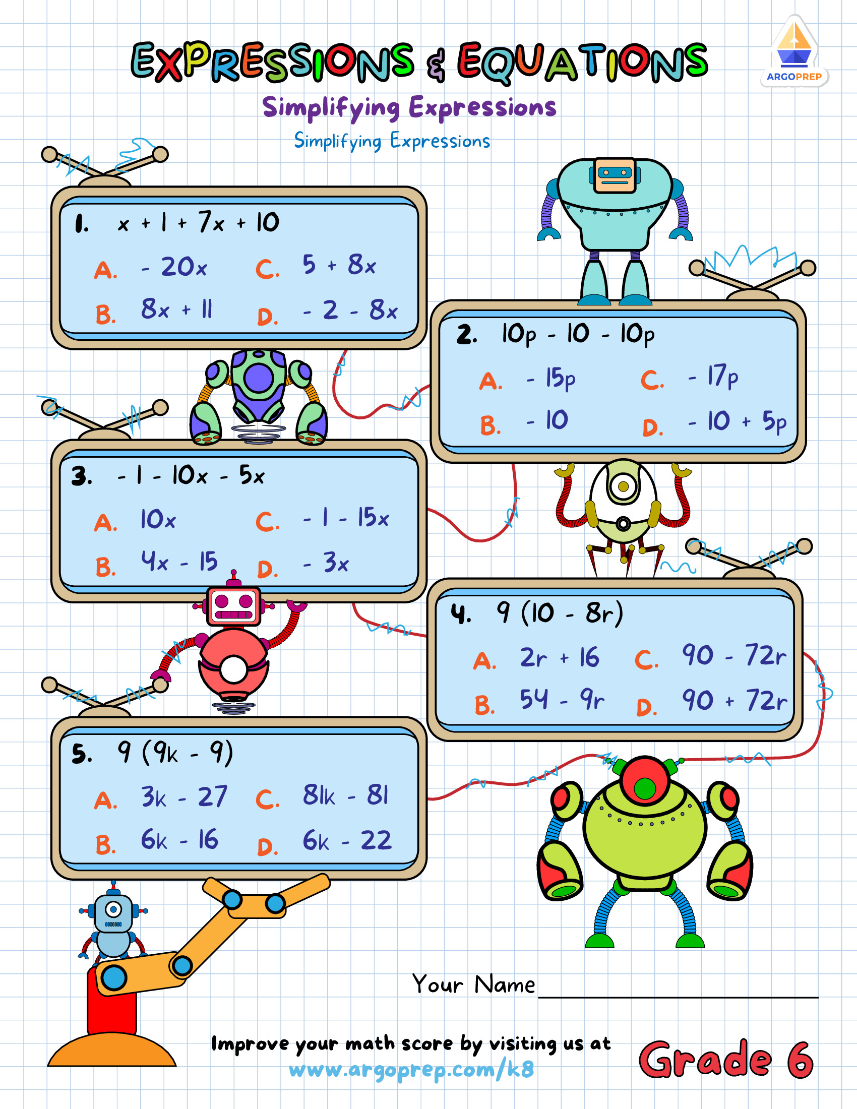 Equivalent Expressions Worksheet