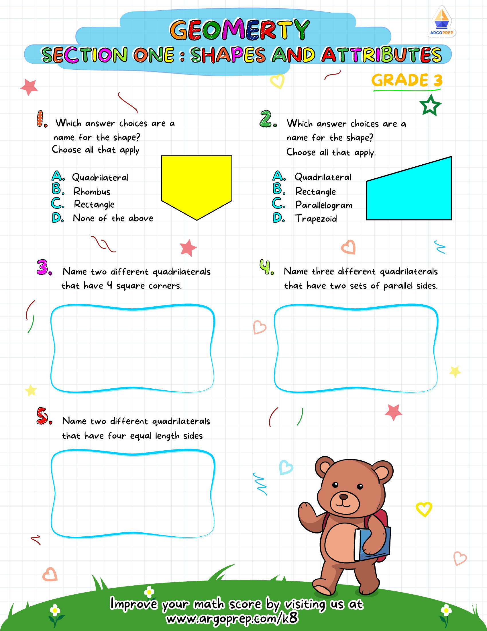 Free Printable Geometry Worksheets 3rd Grade 3rd Grade Geometry