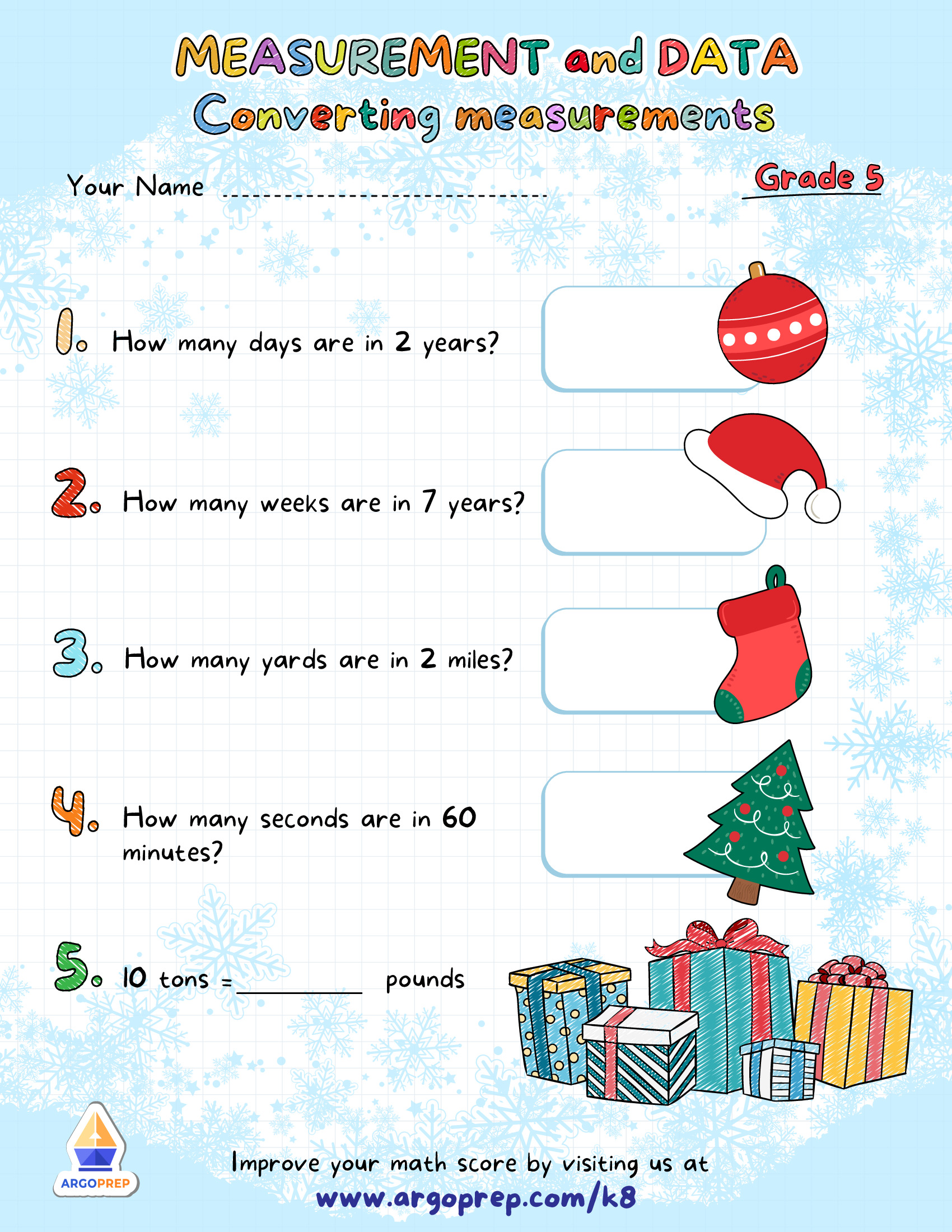 Conversions Word Problems Worksheet