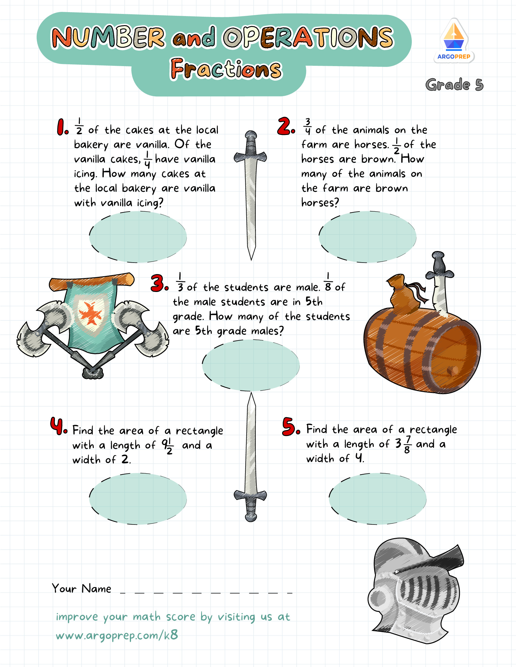 Math Worksheets 5th Grade Fractions