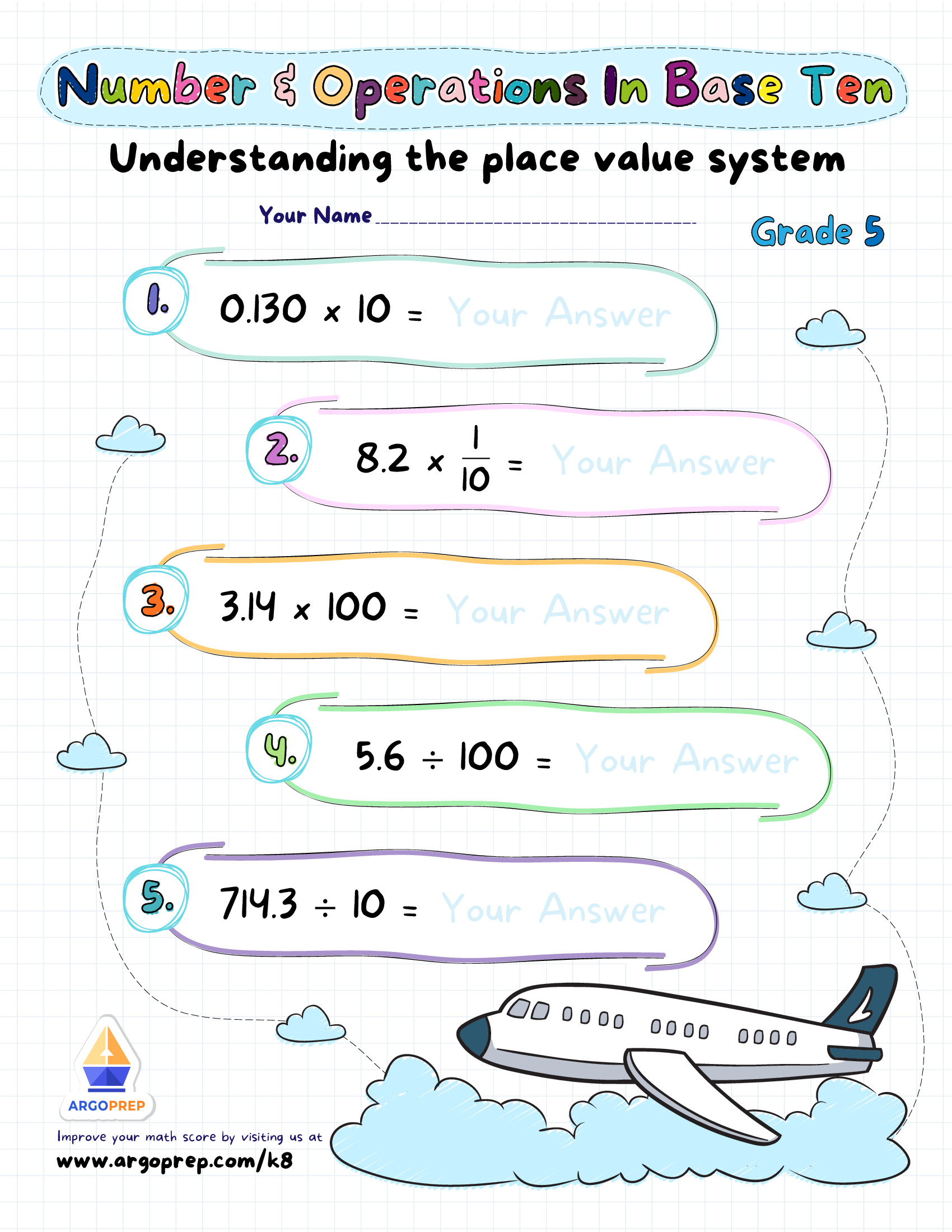Comparing Decimals Worksheets 5th Grade