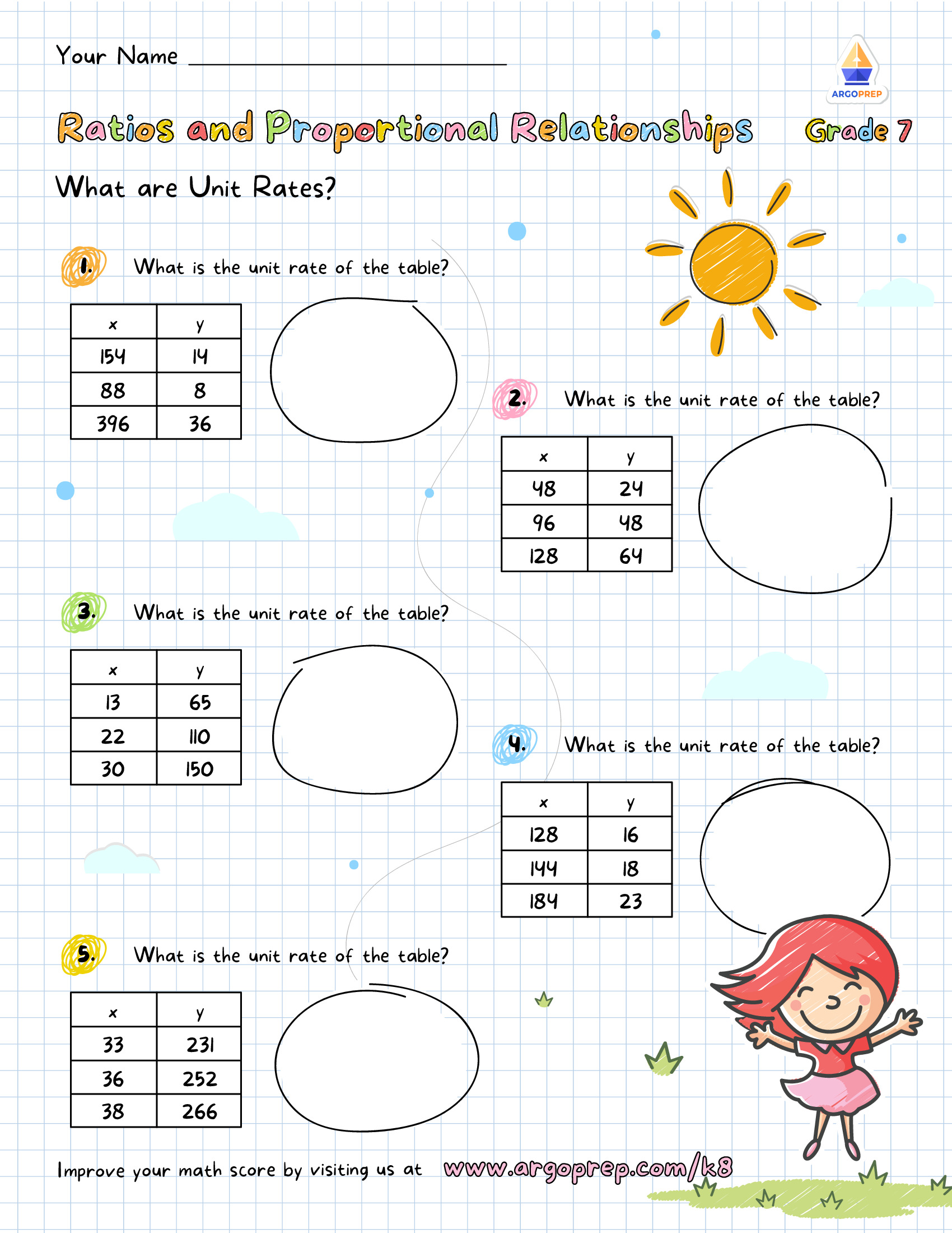 Ratios And Proportional Relationships Worksheets 7th Grade