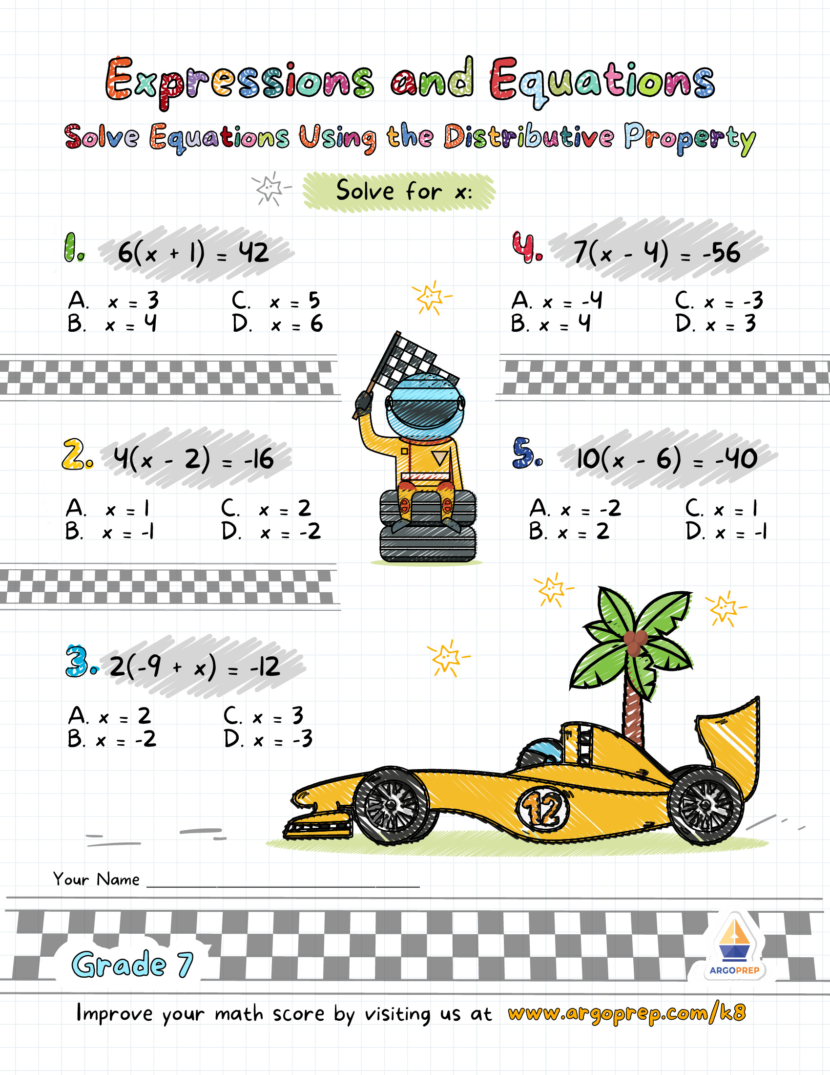 6th Grade Math Worksheets Inequalities