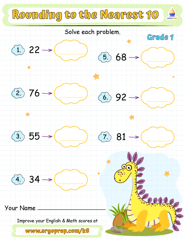 First Grade Rounding Worksheets With Examples Rounding Significant