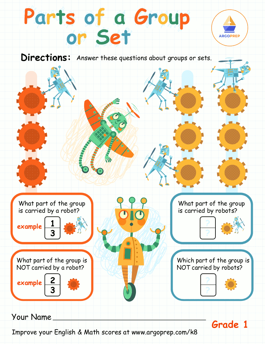Fractions Of A Set Worksheets Grade 1 Free 1st Grade Math Worksheet