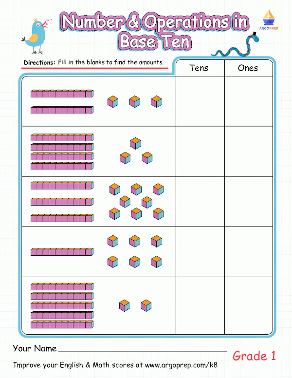 Base Ten Worksheets Grade 1 1st Grade Exit Tickets Numbers
