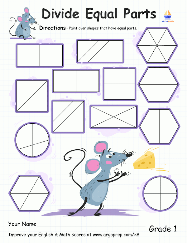 Equal Parts Worksheets For Kindergarten