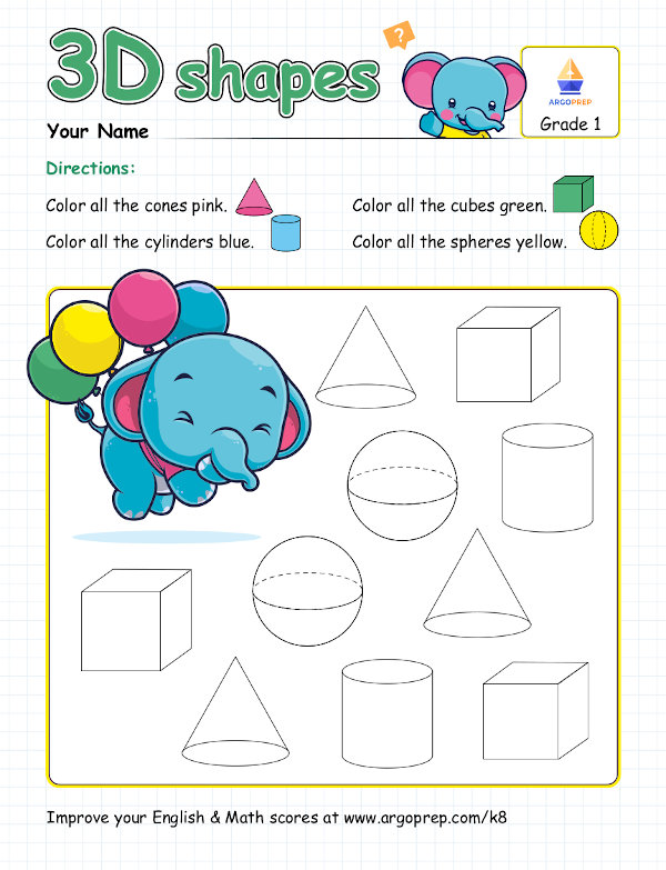 3d Shapes Worksheets First Grade