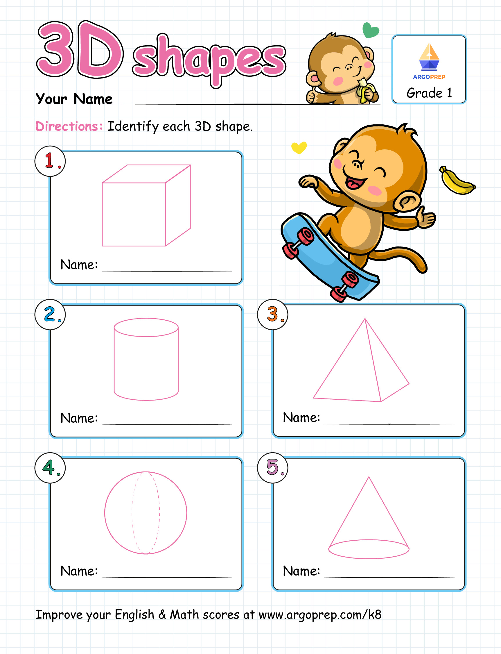 3d Shapes Worksheets First Grade