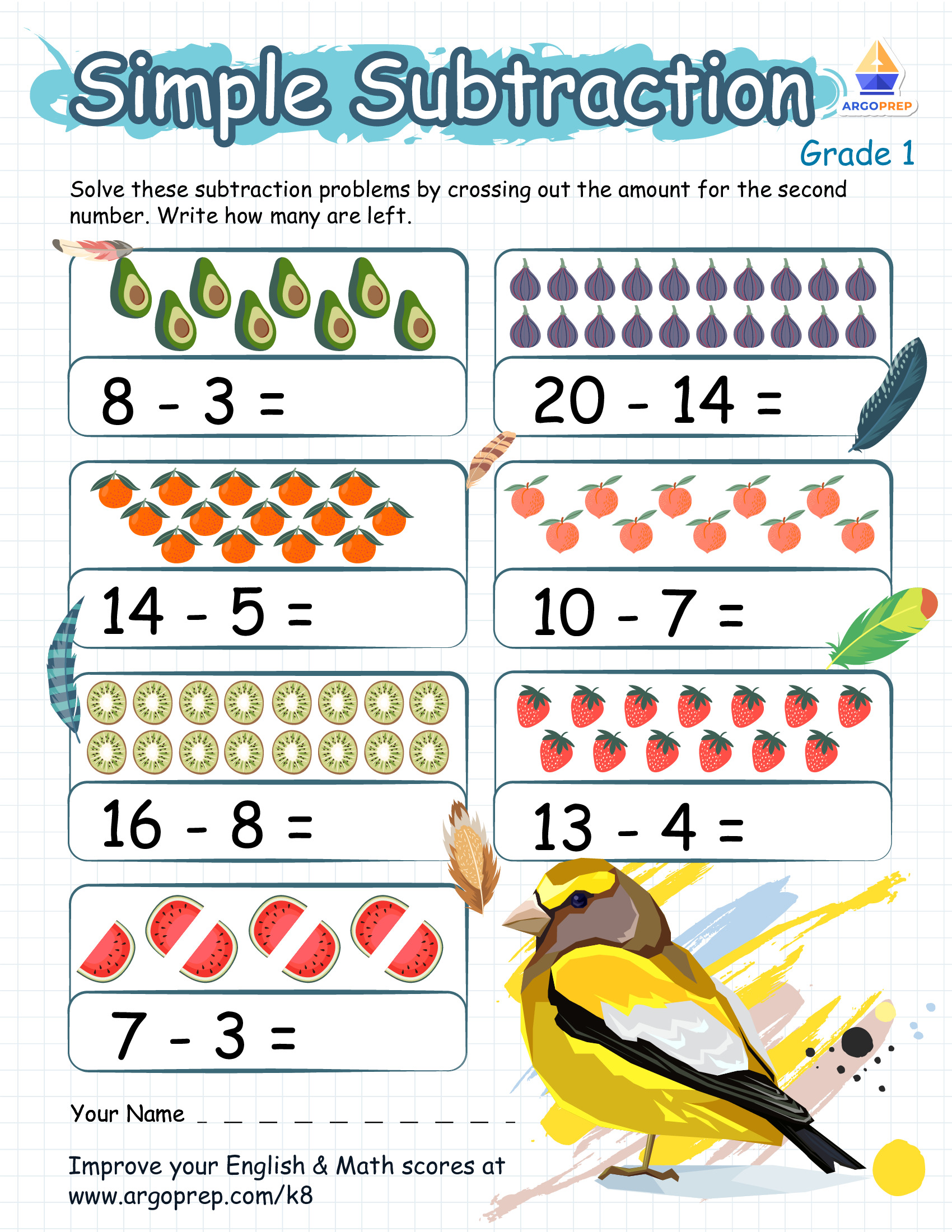 Subtraction Stories Worksheets For