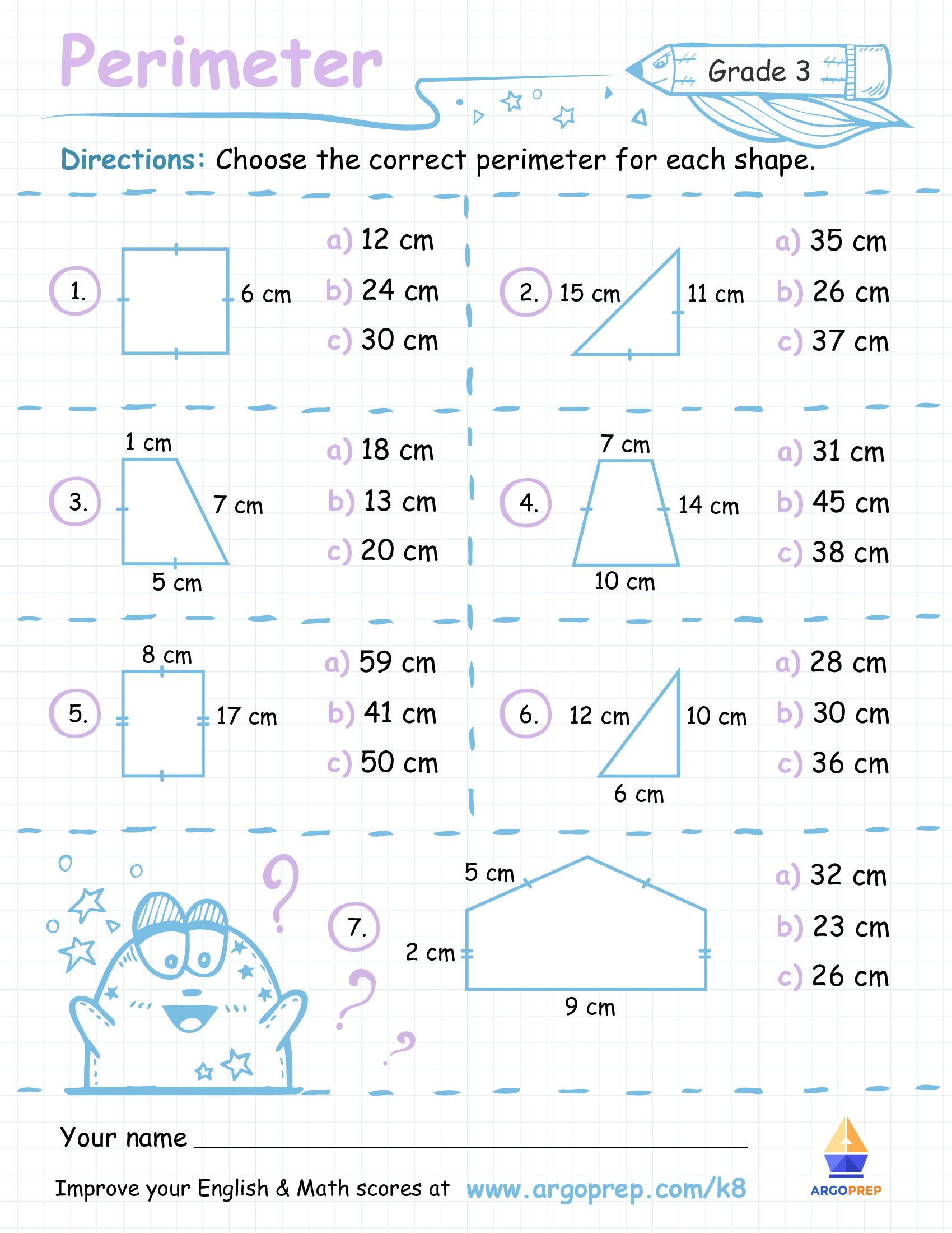 Perimeter Worksheets 3rd Grade Free