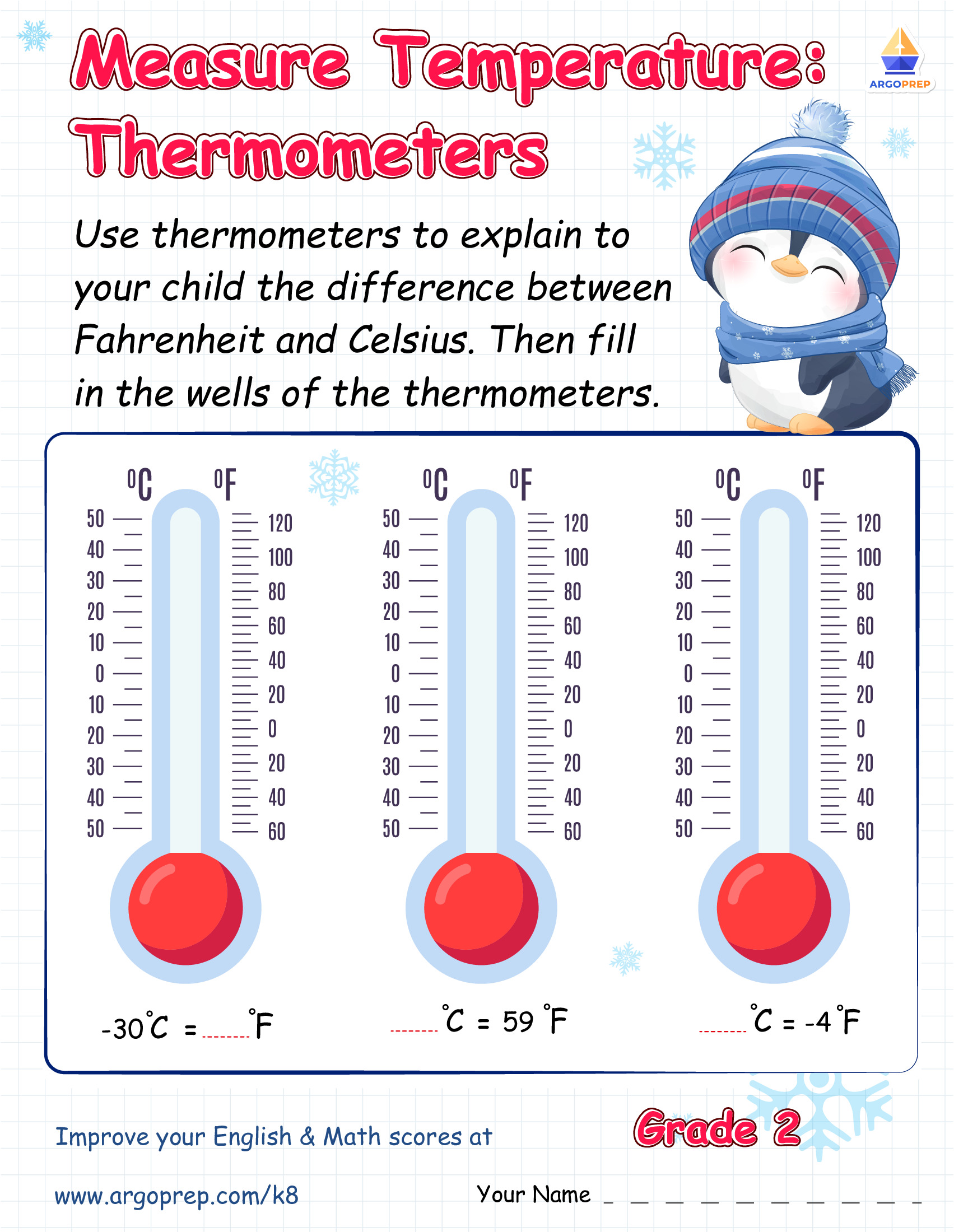 Thermometer Worksheet First Grade