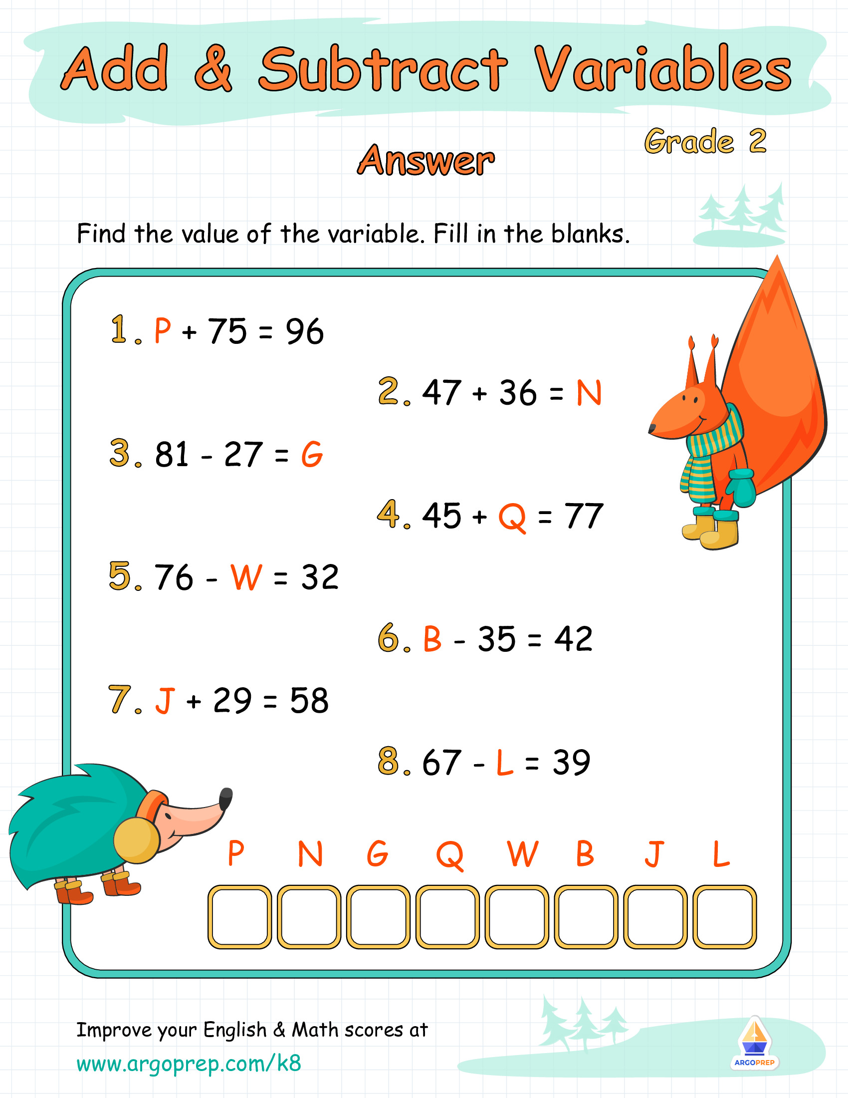 Missing Variable Worksheets