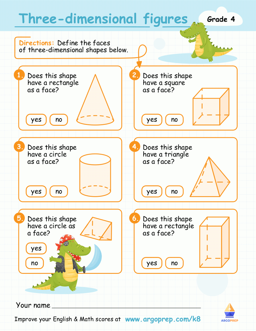 3d Shapes Worksheets 4th Grade