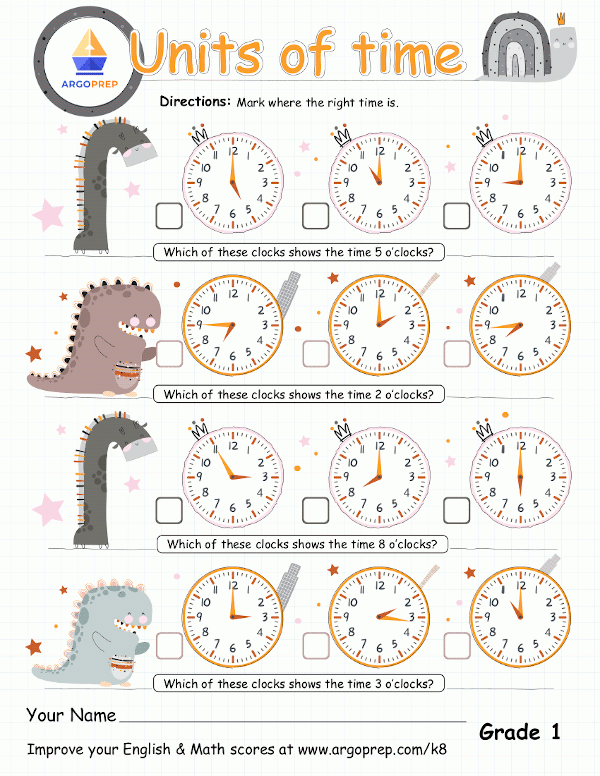 Time Worksheets 1st Grade